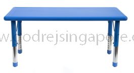 Childrens Rectangular Height Adj Table Plastic Top Blue