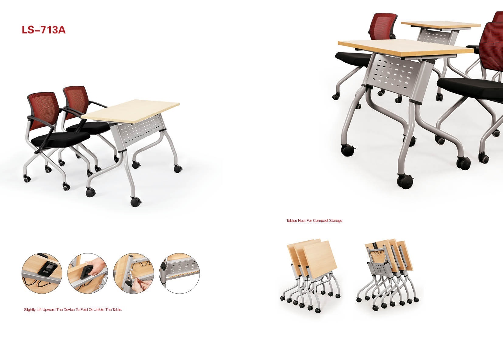 FOLDABLE TRAINING TABLE WITH METAL MODESTY PANEL SINGLE LEVEL ...